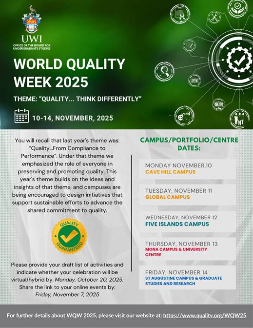 World Quality Week (WQW) 2025 | The University of the West Indies, Mona ...