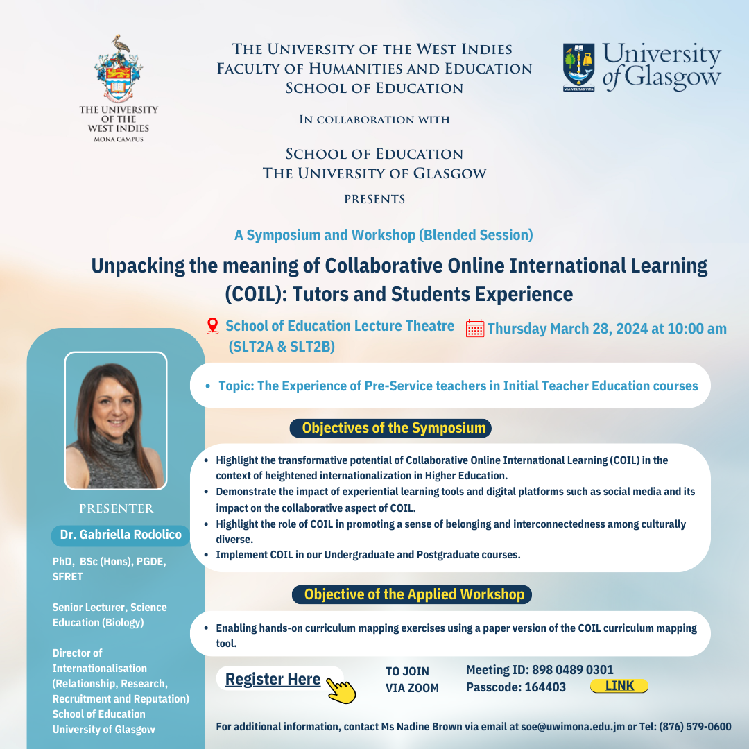 The UWI Mona & University of Glasgow Presents: A Symposium and Workshop ...